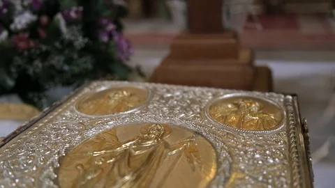 The Holy bible on a wooden table. Christ... | Stock Video | Pond5