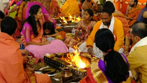 Homa / yajna ritual performed during Pra... | Stock Video | Pond5