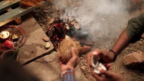 Homam or havan fire ceremony performed a... | Stock Video | Pond5