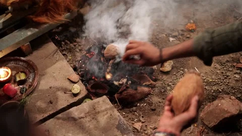 Homam or havan fire ceremony performed a... | Stock Video | Pond5
