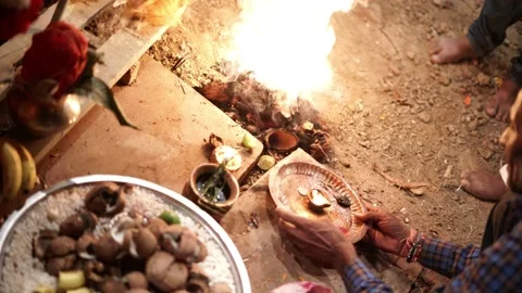 Homam or havan fire ceremony performed a... | Stock Video | Pond5