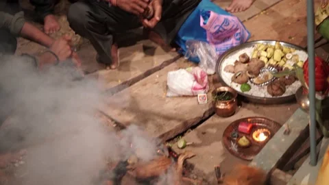Homam or havan fire ceremony performed a... | Stock Video | Pond5
