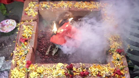 Homam or havan fire ceremony performed a... | Stock Video | Pond5