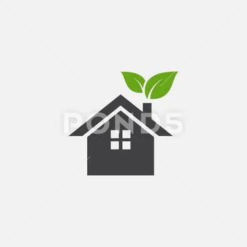 Home and leaf icon, house vector illustration: Graphic #118734325