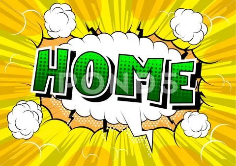 Home - Comic book style word on abstract background.: Royalty Free ...