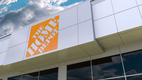 The Home Depot logo on the modern buildi... | Stock Video | Pond5