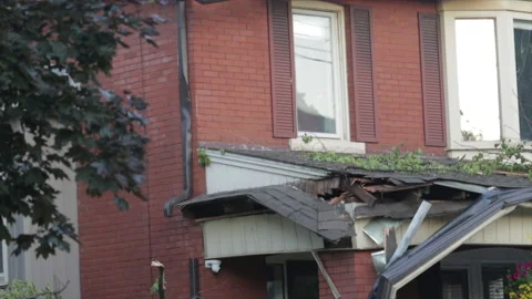 Home destroyed by storm rain and wind da... | Stock Video | Pond5