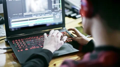 Home studio of an amateur video editor | Stock Video | Pond5