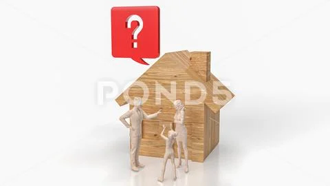 The Home wood and question symbol 3d rendering: Graphic #240447001