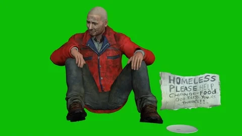 Homeless Man Begging Green Screen Animat... | Stock Video | Pond5
