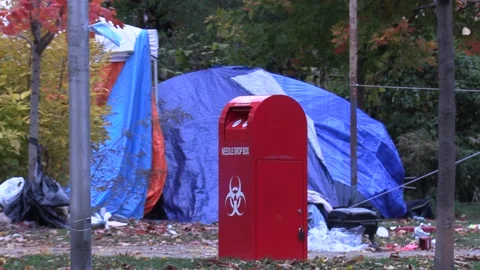 Homeless people living in tents encampme... | Stock Video | Pond5