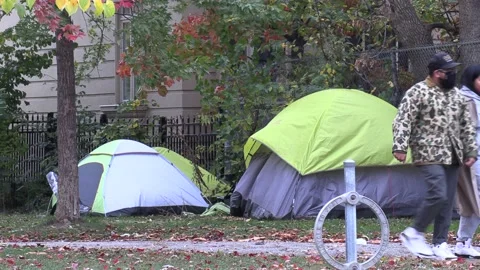 Homeless people living in tents encampme... | Stock Video | Pond5