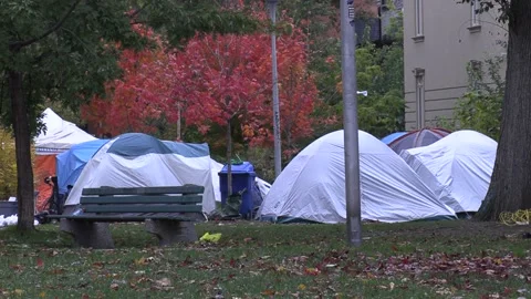 Homeless people living in tents encampme... | Stock Video | Pond5