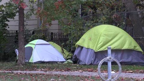 Homeless people living in tents encampme... | Stock Video | Pond5