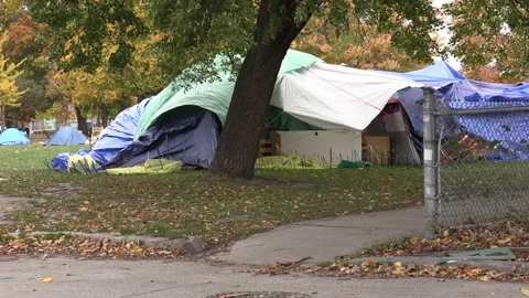 Homeless people living in tents encampme... | Stock Video | Pond5