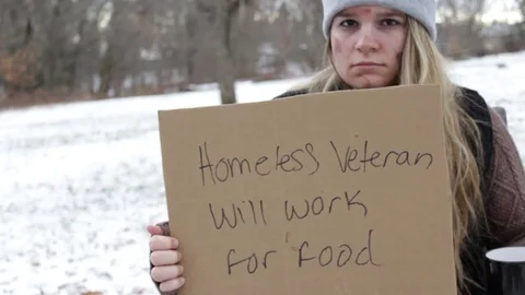Woman Homeless Veteran Stock Footage ~ Royalty Free Stock Videos | Pond5