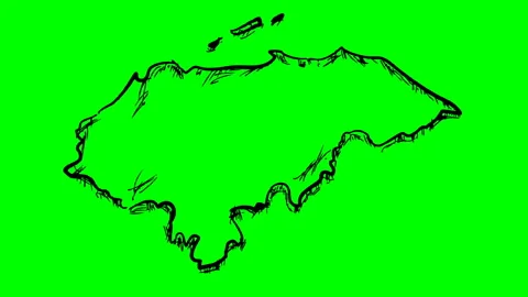 Honduras drawing outline map green scree... | Stock Video | Pond5