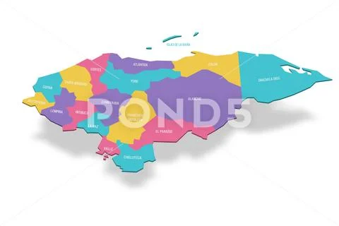 Honduras political map of administrative divisions: Graphic #232385729