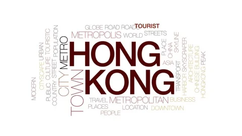 Hong Kong animated word cloud, text desi... | Stock Video | Pond5