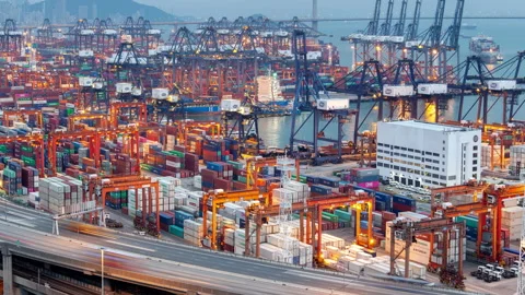 Hong Kong container port terminal and lo... | Stock Video | Pond5