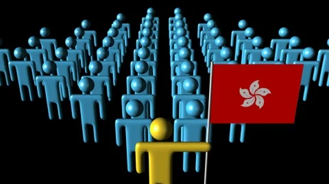 Hong Kong workforce with flag animation | Stock Video | Pond5