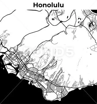 Honolulu City Map, Cartography Map, Street Layout Map: Graphic #267024545