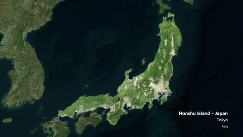Honshu Island - Japan close-up - satelli... | Stock Video | Pond5