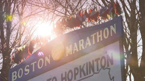 Hopkinton MA, Boston Marathon Starting L... | Stock Video | Pond5