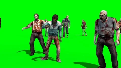 Horde Zombies Walks Green Screen 3D Rend... | Stock Video | Pond5