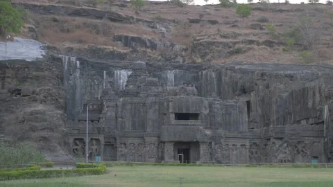 Horizontal view of ellora caves, Entry g... | Stock Video | Pond5