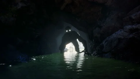 A horrible, toothy creature makes its wa... | Stock Video | Pond5