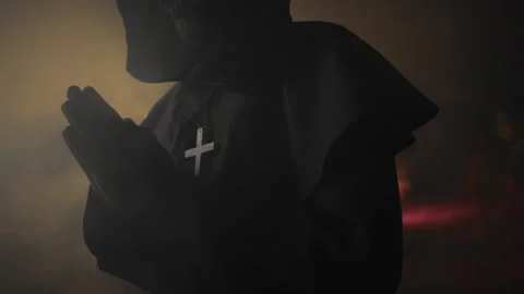 Horror Monk Praying For Halloween In The... | Stock Video | Pond5