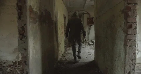 Horror movie scene, masked man walking w... | Stock Video | Pond5