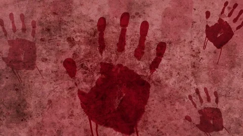 Horror Red Handprints on a Gruch Backgro... | Stock Video | Pond5