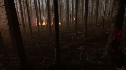 Horror Zombie Crowd Walking In Burned De... | Stock Video | Pond5