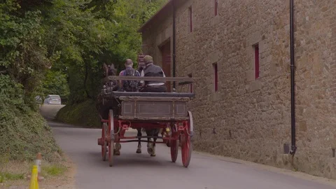 Horse drawn wagon driving away at Hampto... | Stock Video | Pond5