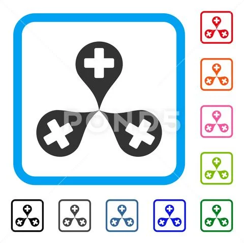 Hospital Map Markers Framed Icon Illustration #81446252