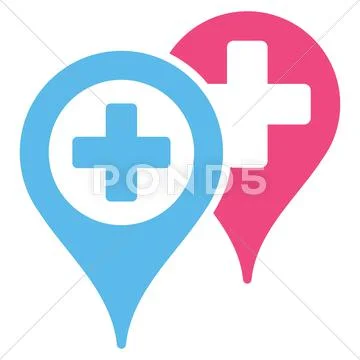 Hospital Map Markers Icon ~ Clip Art ~ Download #55189219