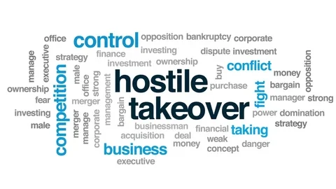 Hostile takeover animated word cloud, te... | Stock Video | Pond5