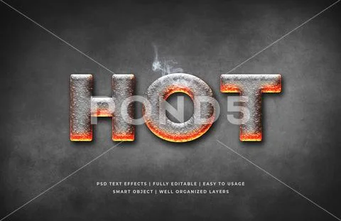 Hot 3d text style effect mockup - PSD Template ~ PSD Template #121250454