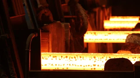 Hot billet bloom continuous casting, als... | Stock Video | Pond5