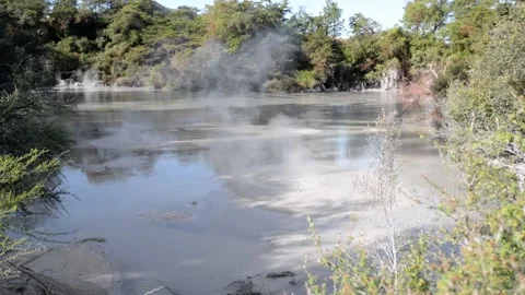Hot bubbling mud pools on New Zealand's ... | Stock Video | Pond5