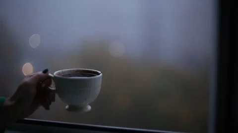 hot coffee in a cup on a foggy backgroun... | Stock Video | Pond5