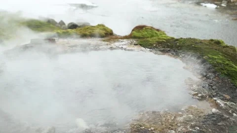 Hot geothermal hot springs with steam, I... | Stock Video | Pond5