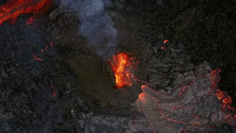 Hot lava thrown out during volcano erupt... | Stock Video | Pond5