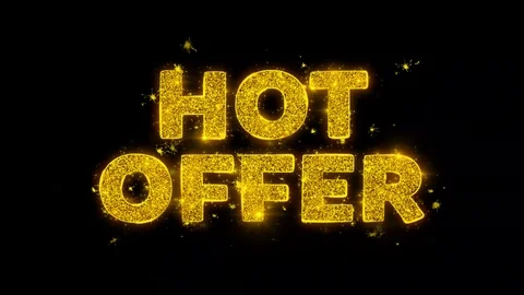 Hot Offer Text Sparks Particles on Black... | Stock Video | Pond5