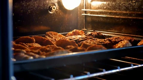 Hot oven interior view with food cooking... | Stock Video | Pond5