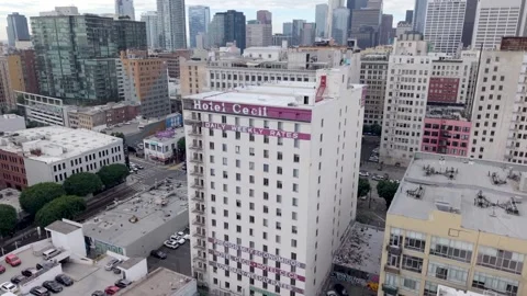 Hotel Cecil facade in downtown Los Angel... | Stock Video | Pond5