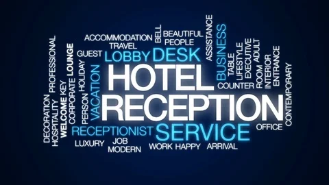 Hotel reception animated word cloud, tex... | Stock Video | Pond5