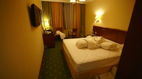 Hotel room interior at night | Stock Video | Pond5